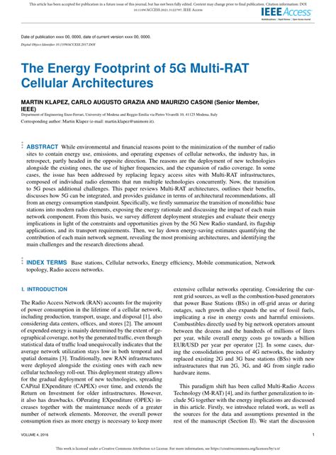 Pdf The Energy Footprint Of 5g Multi Rat Cellular Architectures
