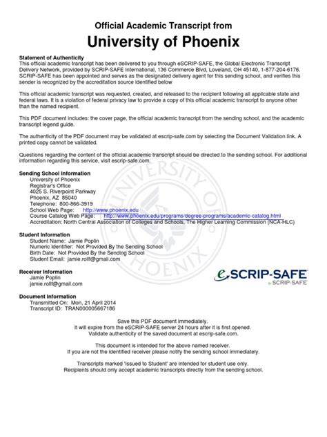 Uop Transcript Pdf Masters Degree Bachelors Degree
