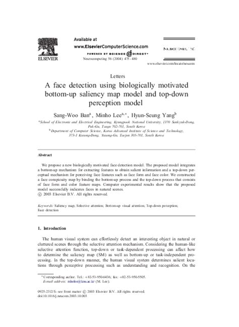 Pdf A Face Detection Using Biologically Motivated Bottom Up Saliency
