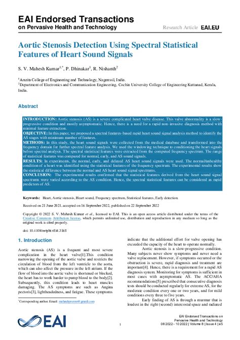 Pdf Detecting Aortic Stenosis Via Heart Sounds