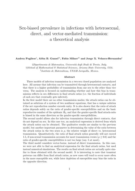 Pdf Sex Biased Prevalence In Infections With Heterosexual Direct