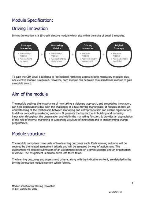 Pdf Module Specification Driving Innovation Module Specification
