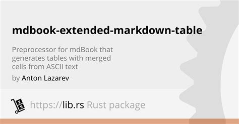 Mdbook Extended Markdown Table — Rust Utility Librs