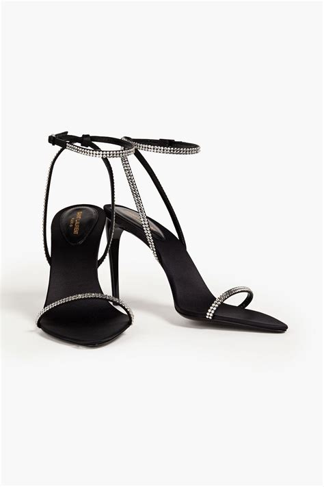 Saint Laurent Crystal Embellished Satin Sandals The Outnet