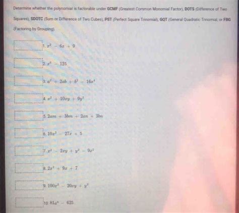 Solved Determine Whether The Polynomial Is Factorable Under Gcmf