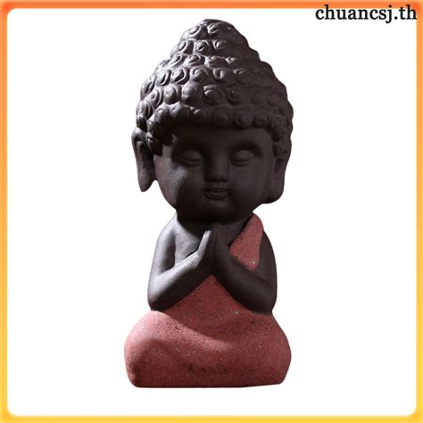 Monk Figurine พระพุทธรูป Fengshui ตกแต่งบ้านประติมากรรมเซรามิคหัตถกรรม Clay Hand แกะสลัก