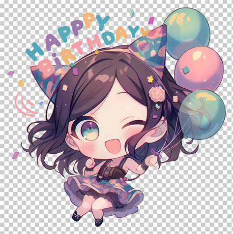 Anime Birthday Chibi Girl With Balloons For Birthday PNG Clipart Anime Birthday Balloons