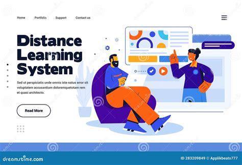 Modern Flat Design Illustration Of Distance Learning System Stock