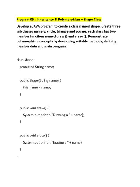 Java Inheritance And Polymorphism Example Pdf Method Computer
