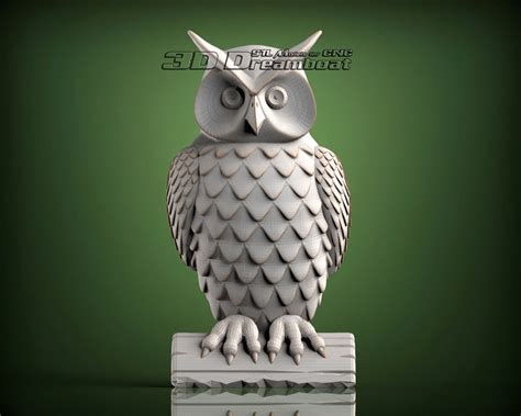 Owl 3d Stl Model For Cnc Router Artcam Vetric Engraver Etsy