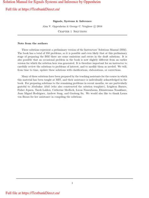 solution manual for signals systems and inference by oppenheim pdf