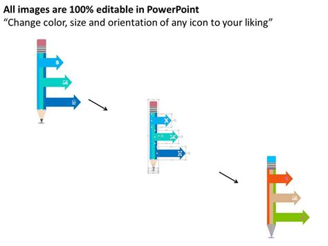 Three Arrows For Data And Text Representation Flat Powerpoint Design