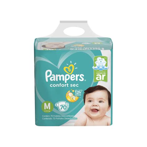 Kit Pampers M Confort Sec Super 210 Unidades Lenço Umedecido Pampers