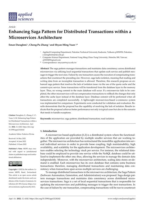 Pdf Enhancing Saga Pattern For Distributed Transactions Within A