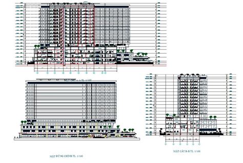 High Rise Building Structure Detail 2d View Cad Construction Block Layout Dwg File
