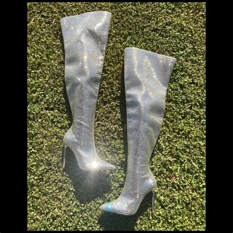 Shoes Rhinestone Thigh High Boots Poshmark