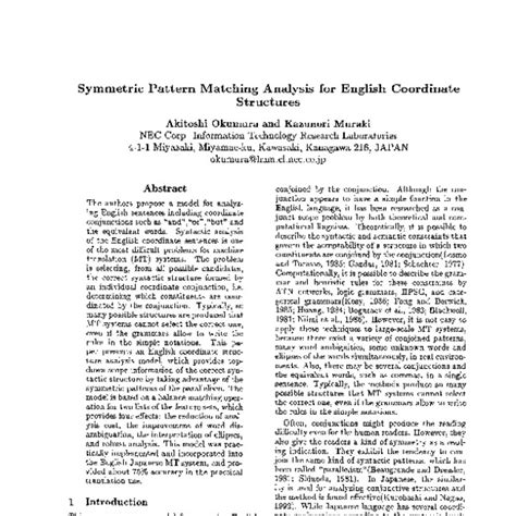 Symmetric Pattern Matching Analysis For English Coordinate Structures