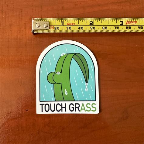 Touch Grass Meme Waterproof Stickerdecal Queer Owned Shop Etsy