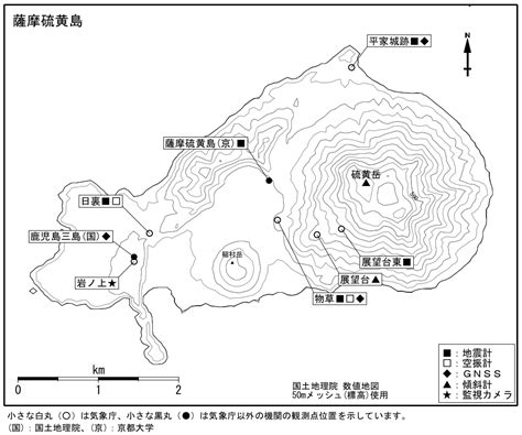 気象庁薩摩硫黄島 観測点配置図