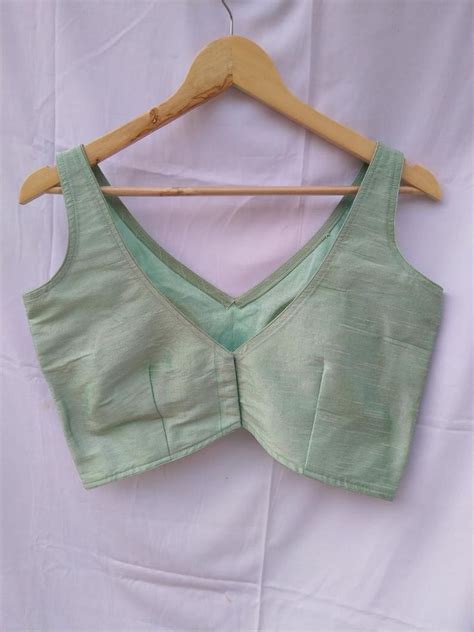 Women Saree Blouse Indian Sari Blouse Mint Green Sari Blouse Women
