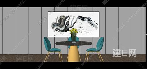 现代桌椅组合 Sketchup模型sketchup模型库建e室内设计网