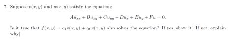Solved 7 Suppose V X Y And W X Y Satisfy The Equation
