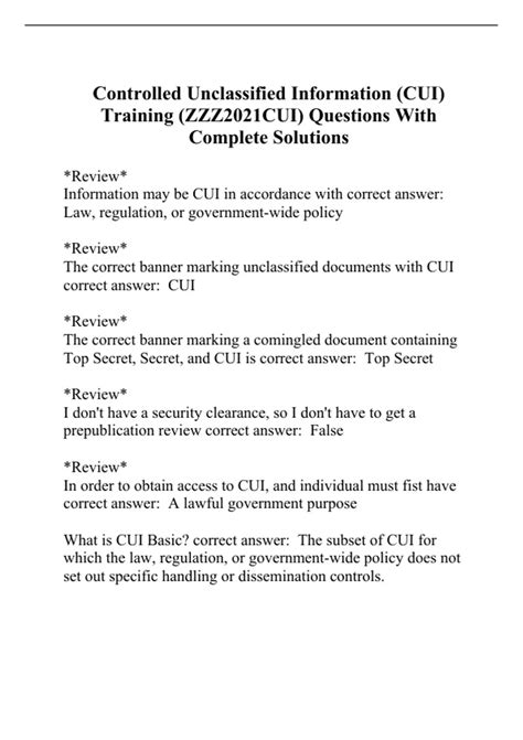 Controlled Unclassified Information Cui Training Zzz2021cui