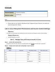 CYT115 Lab 5 Linux Filesystem Permission And Access Control Docx