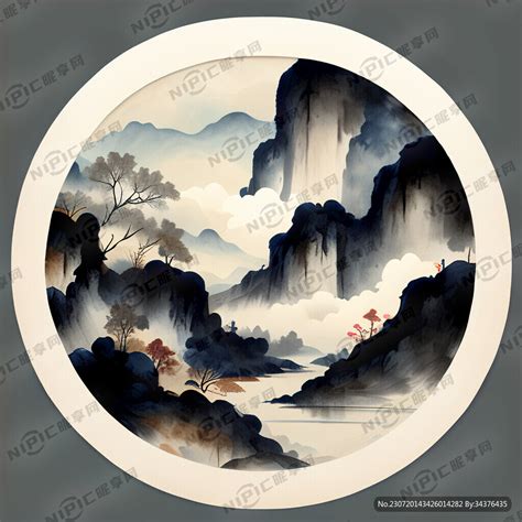 AI创作图中式吉祥纹理 圆形 手绘nipic 昵图网