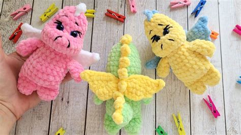 🐉ДРАКОНЧИК С КРЫЛЬЯМИ ВЯЗАНЫЙ КРЮЧКОМ ИЗ ПЛЮШЕВОЙ ПРЯЖИ💚crochet Dragon🐉