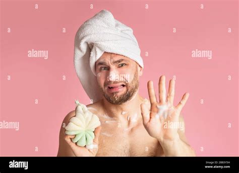 Do Not Enter Concept Funny Man With Foam Stock Photo Alamy
