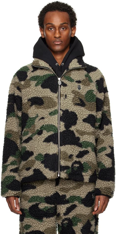 Bape Green 1st Camo Metal Ape Head One Point Jacket A Bathing Ape