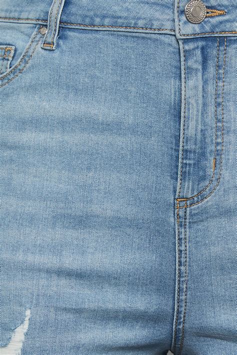 Yours Plus Size Light Blue Ripped Denim Shorts Yours Clothing