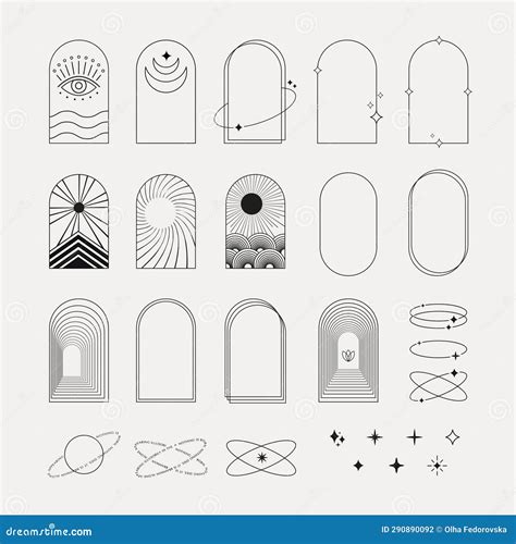 Set Of Abstract Minimalistic Linear Design Elements Geometric Forms