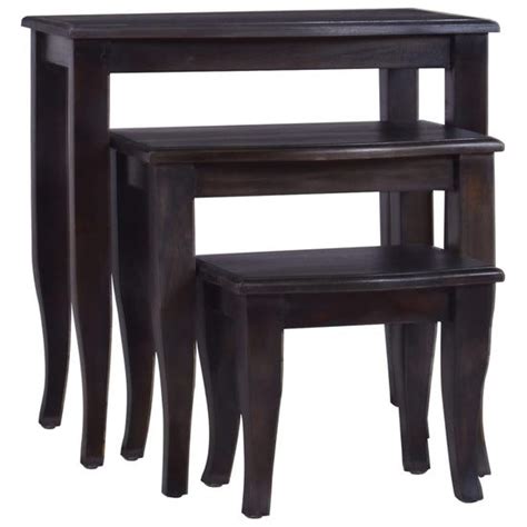 Vidaxl Nesting Side Tables 3 Pcs Light Black Solid Wood Mahogany