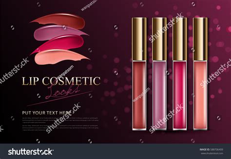 Attractive Lip Gloss Ads Sticky Glossy Stock Vector Royalty Free