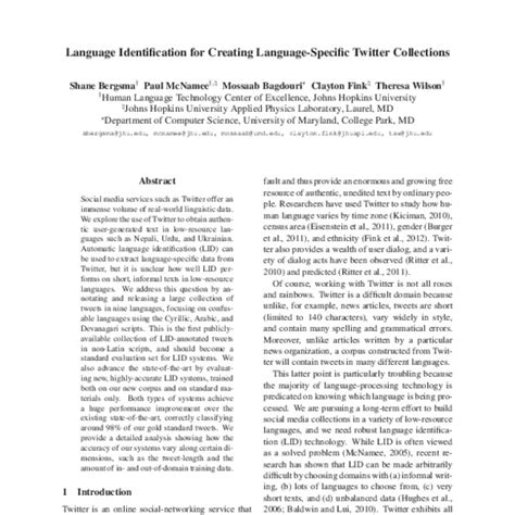Language Identification For Creating Language Specific Twitter