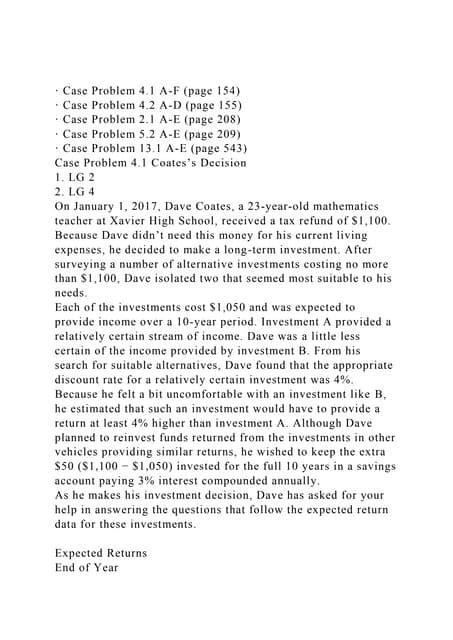 · Case Problem 41 A F Page 154· Case Problem 42 A D Page 15docx