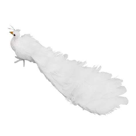 White Peacock Simulation Bird Garden Ornament Foam Crafts Bird Statue
