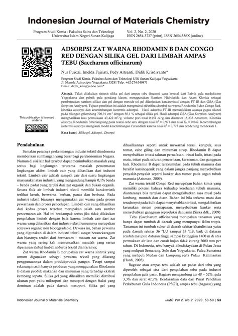 PDF ADSORPSI ZAT WARNA RHODAMIN B DAN CONGO RED DENGAN SILIKA GEL