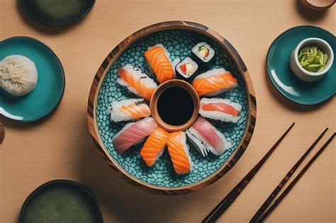 Premium Ai Image Sushi On The Table Japanese Food
