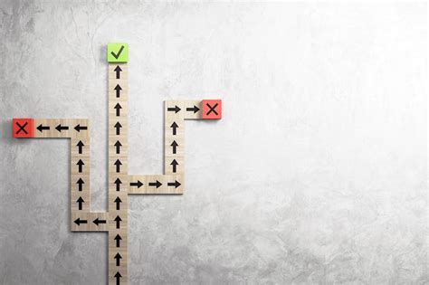 Premium Photo Image Of Wooden Path With Arrows And Check Marks On A Concrete Background