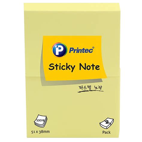 100매 X 2개입 파스텔스키니노트 점착 메모지 노랑 51 X 38mm 5138y 접착메모 홈플러스 택배배송