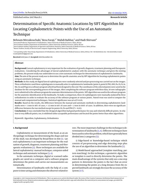 pdf determination of specific anatomic locations by sift algorithm