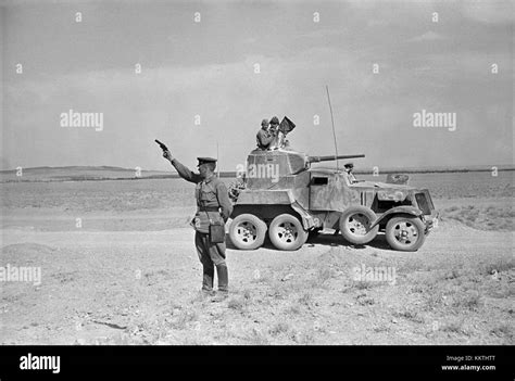 Soviet Military Officer Raises A Flare Gun In The Iranian Desert Stock