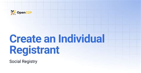 Create An Individual Registrant Openg2p Docs