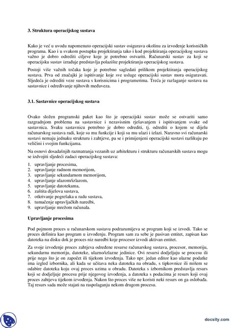 Struktura Operacijskog Sustava Skripta Operacioni Sistem Informatika