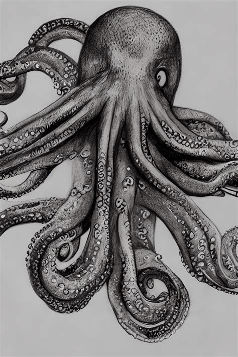 Octopus Pencil Sketch Hyper Realistic Intricate Detail · Creative Fabrica