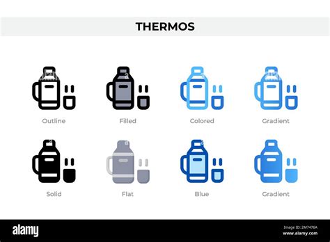 Thermos Icons In Different Style Thermos Icons Set Holiday Symbol