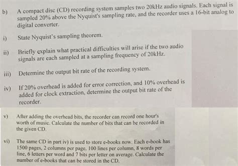 Solved B A Compact Disc Cd Recording System Samples Two